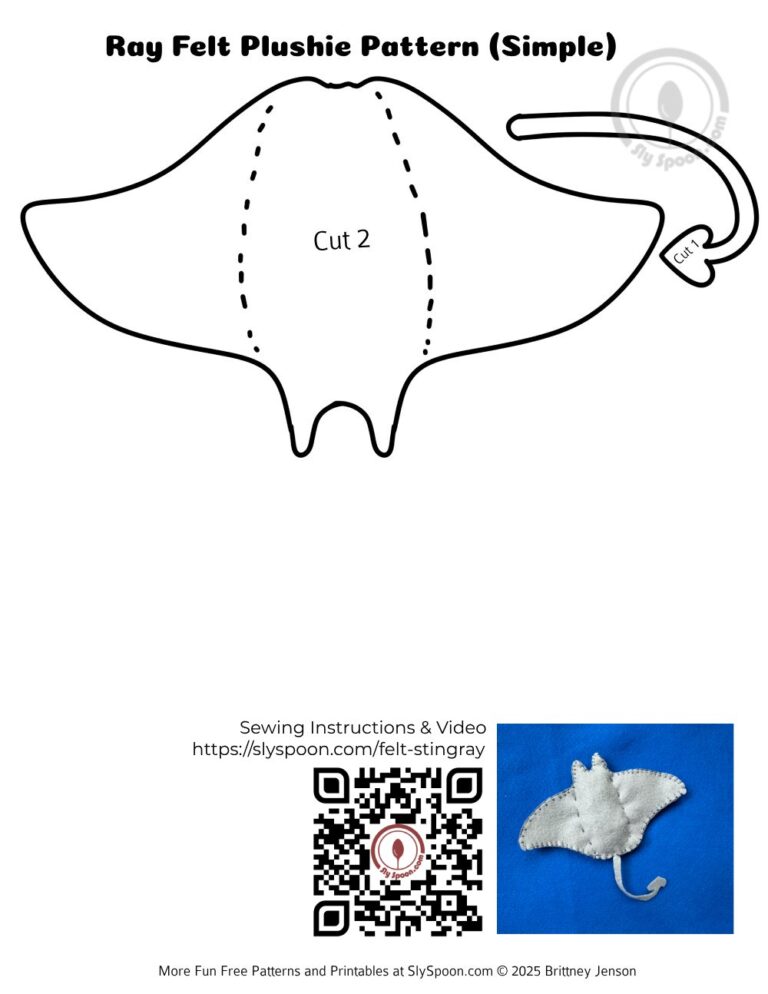 How to Hand Sew a Simple Felt Sting Ray - Free Printable Pattern ...