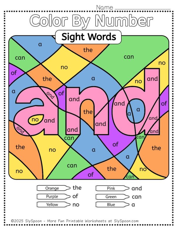 Free Printable “And” Sight Word Worksheets for Kindergarten & First ...