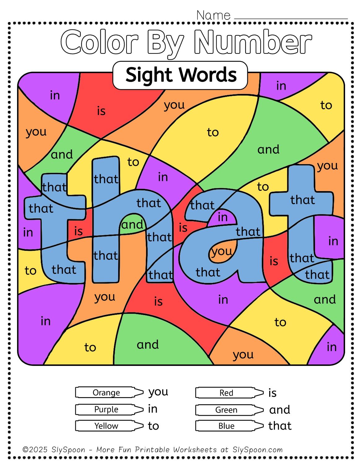 Free Printable “That” Sight Word Worksheets for Kindergarten & First ...
