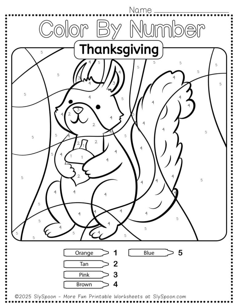 Free Printable Thanksgiving Color by Number Pages for Kids - Sly Spoon