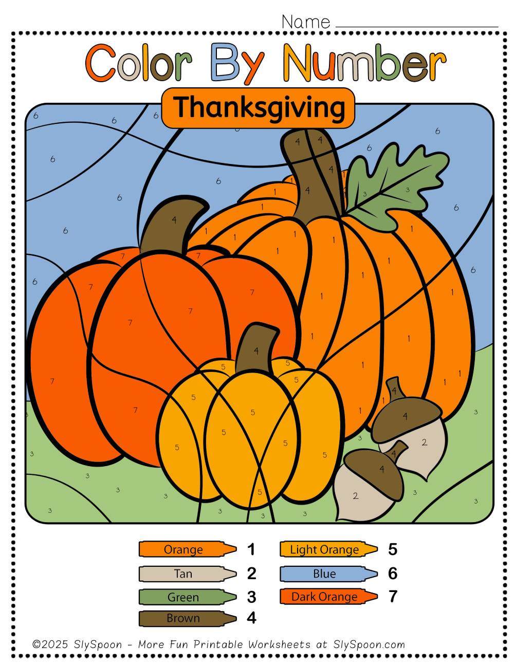 Free Printable Thanksgiving Color by Number Pages for Kids - Sly Spoon