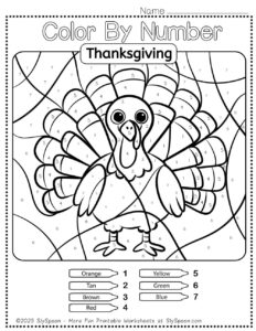 Free Printable Thanksgiving Color by Number Pages for Kids - Sly Spoon