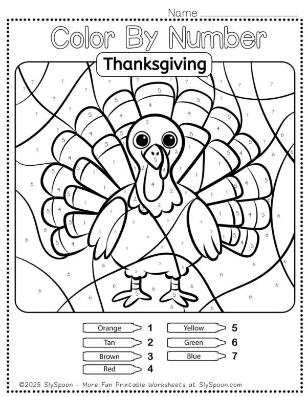 Free Printable Thanksgiving Color by Number Pages for Kids - Sly Spoon