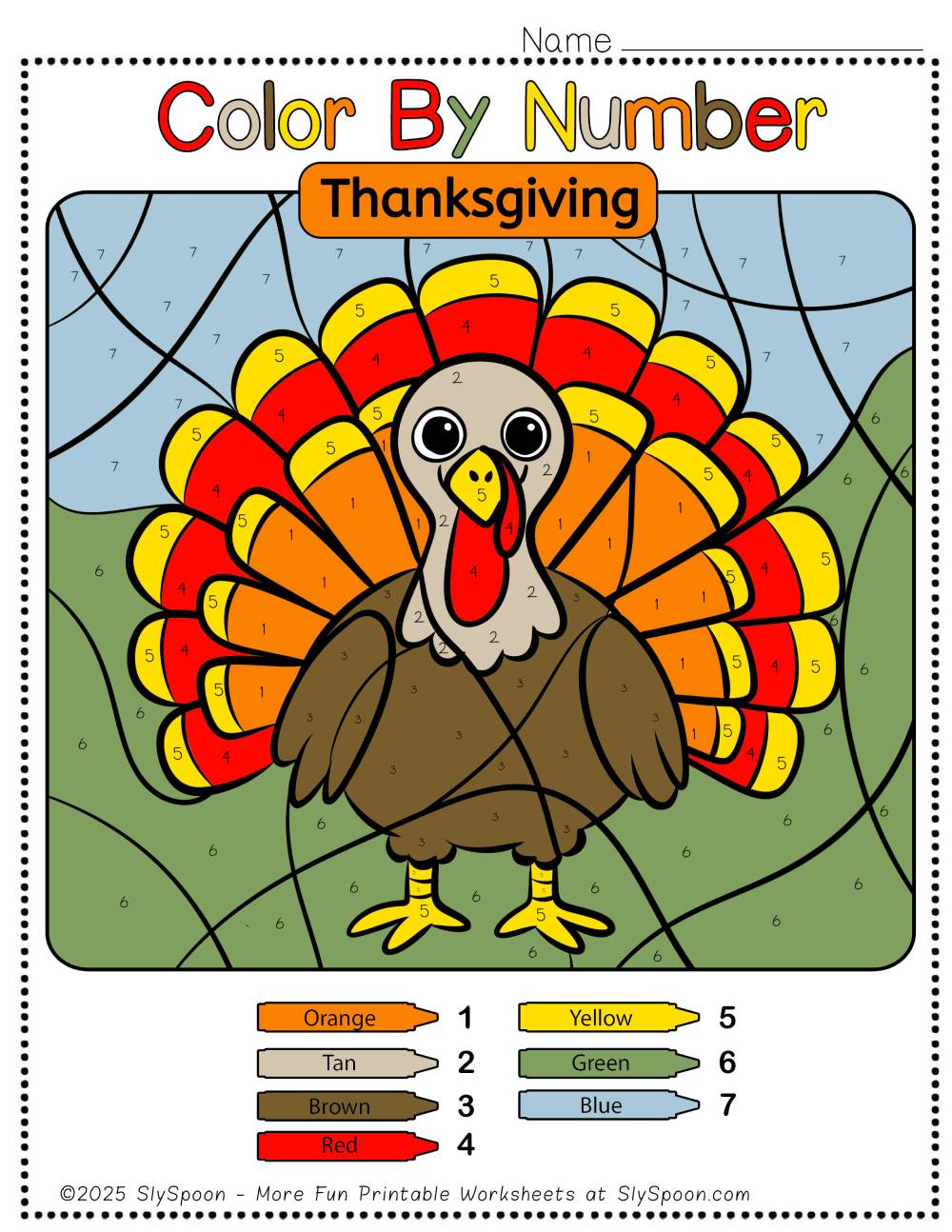 Free Printable Thanksgiving Color by Number Pages for Kids - Sly Spoon