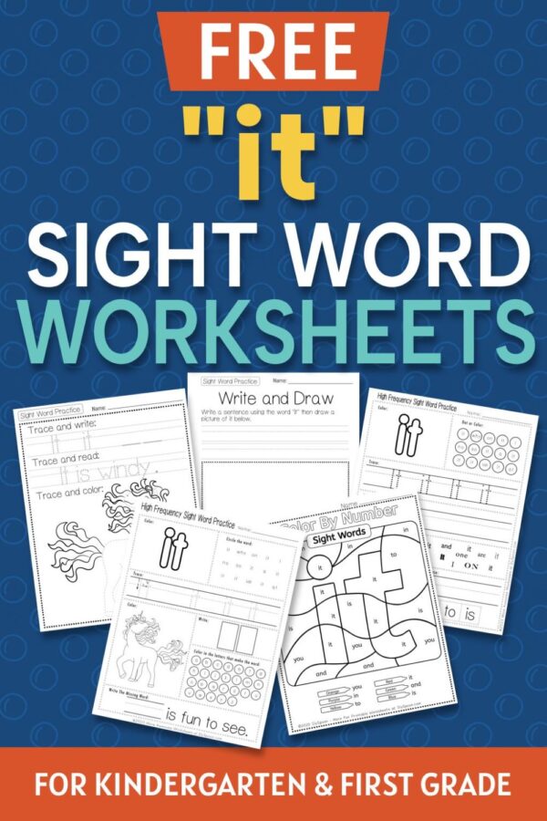 Free Printable “It” Sight Word Worksheets for Kindergarten & First ...