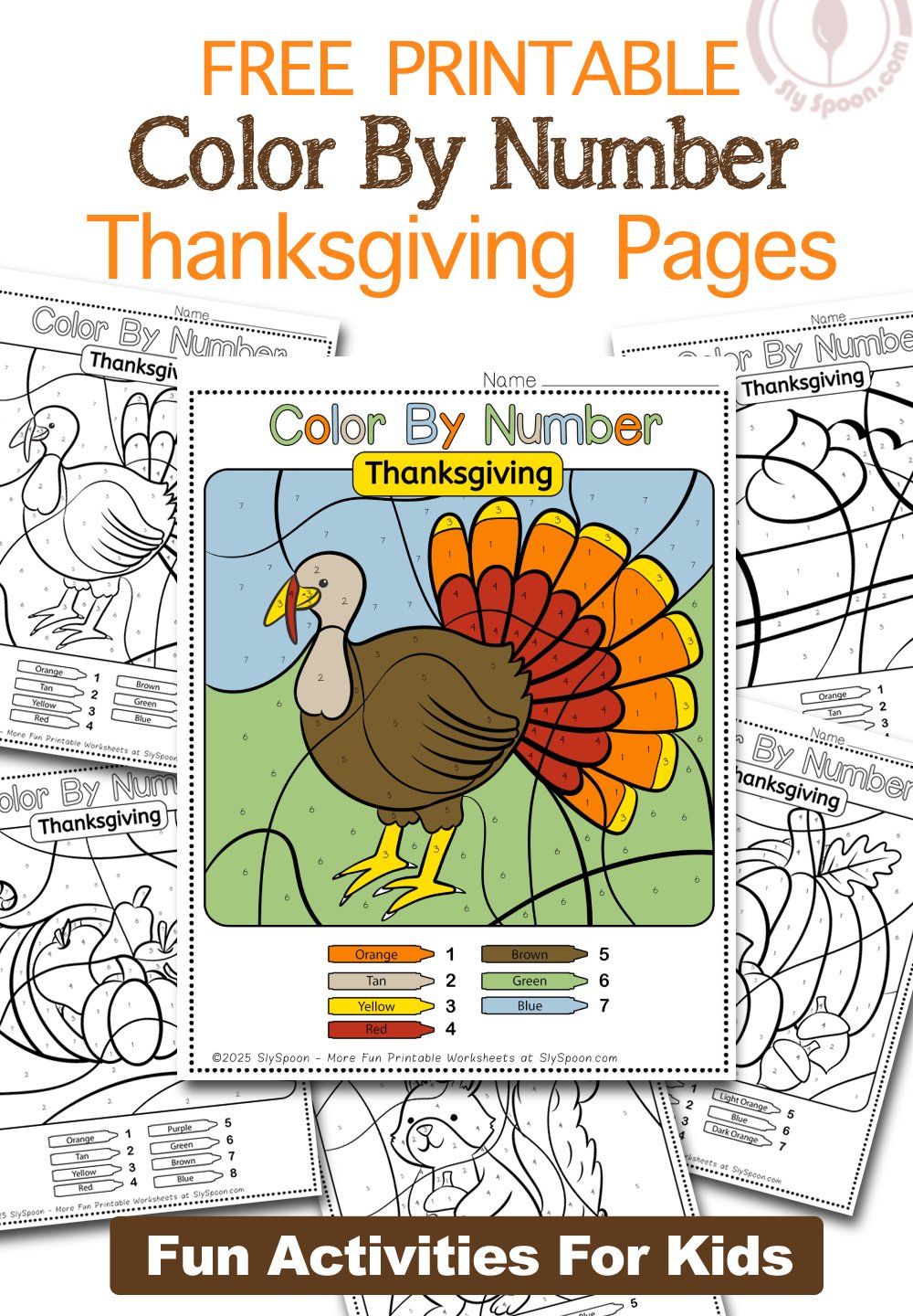 Free Printable Thanksgiving Color by Number Pages for Kids - Sly Spoon