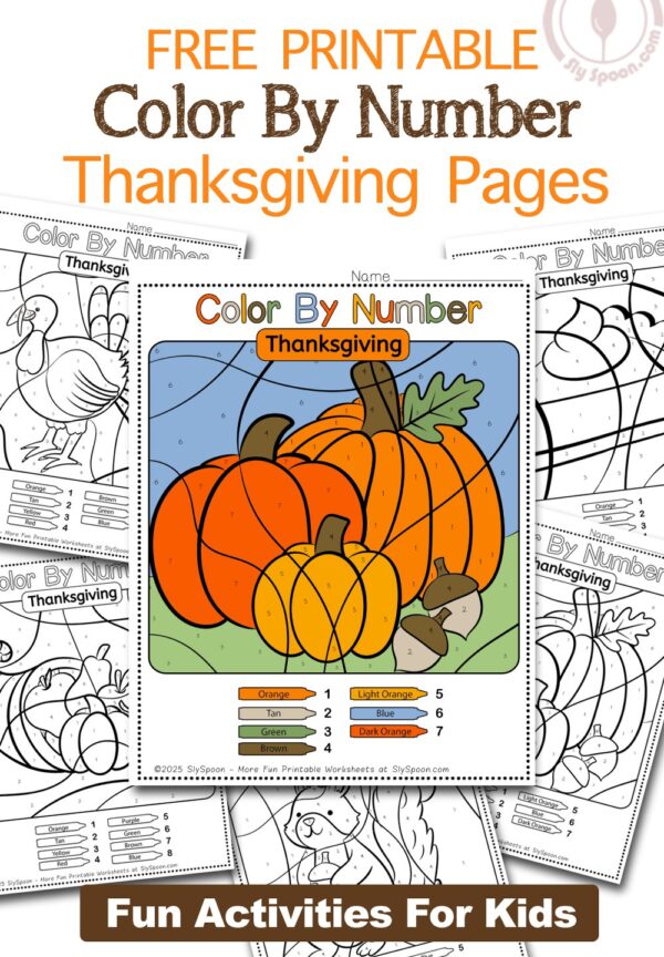 Free Printable Thanksgiving Color by Number Pages for Kids - Sly Spoon