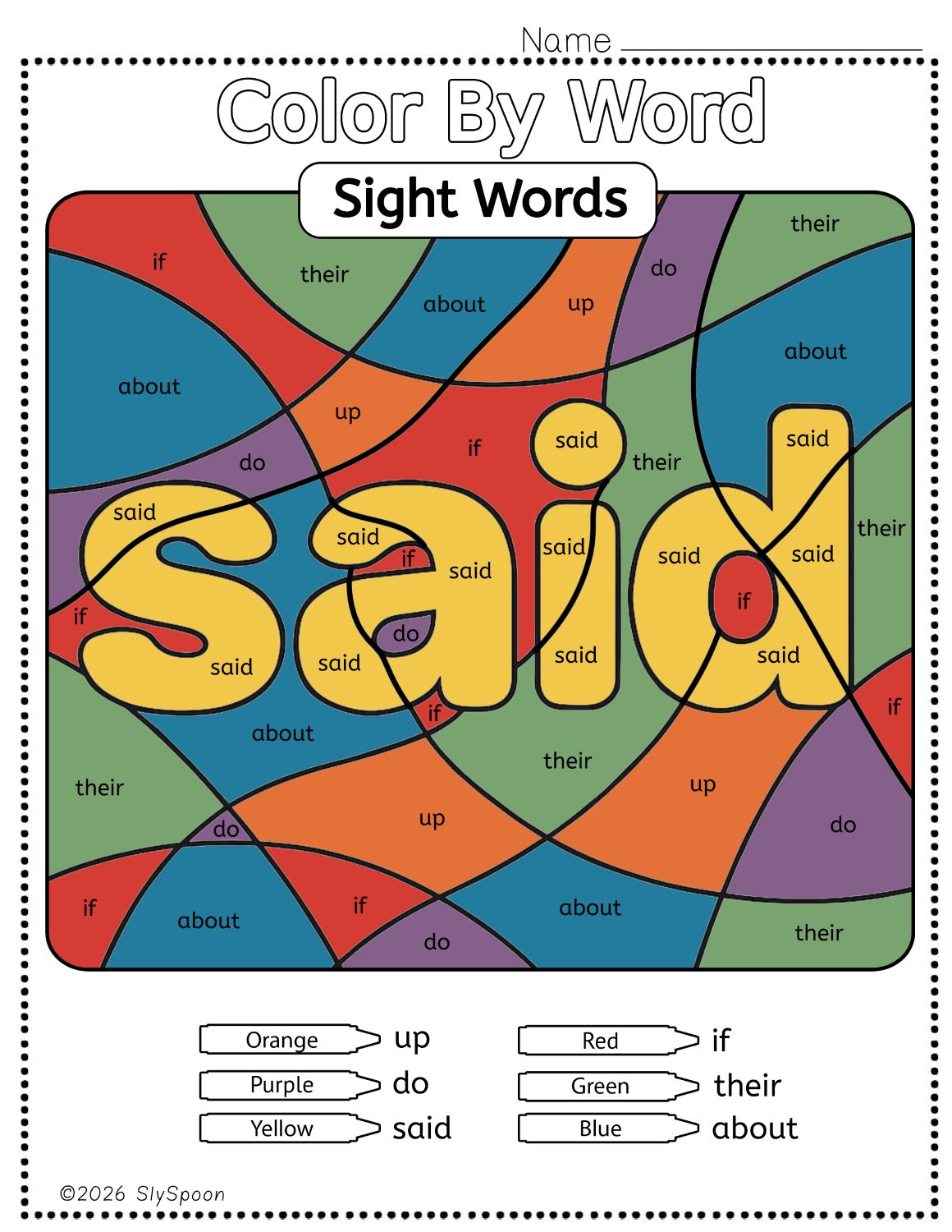 Free Printable “Said” Sight Word Worksheets for Kindergarten & First ...