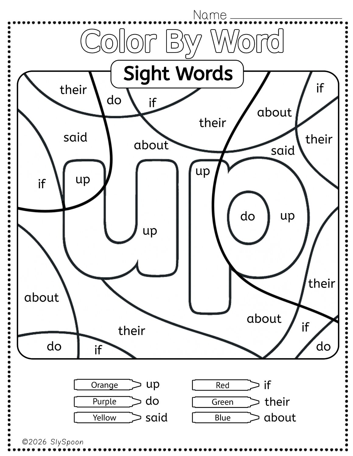 Free Printable “Up” Sight Word Worksheets for Kindergarten & First ...