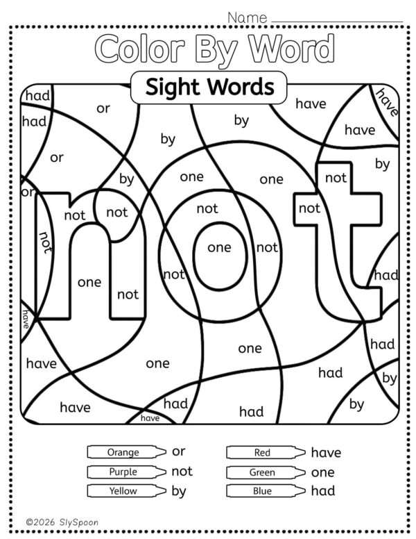Free Printable “Not” Sight Word Worksheets for Kindergarten & First ...