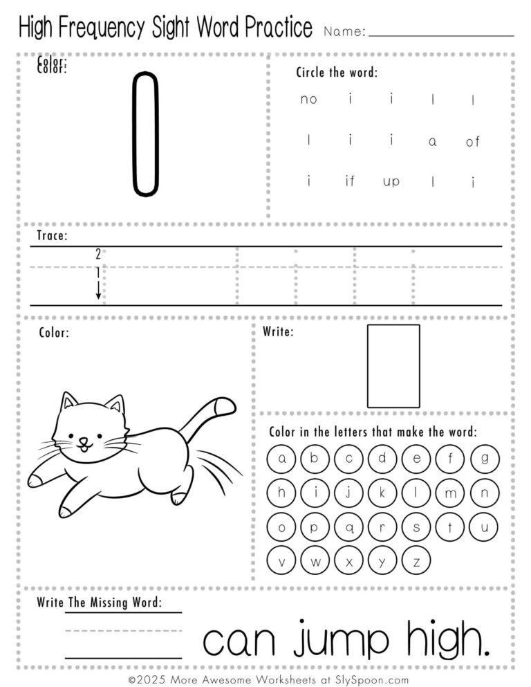Free Printable “I” Sight Word Worksheets for Kindergarten & First Grade ...