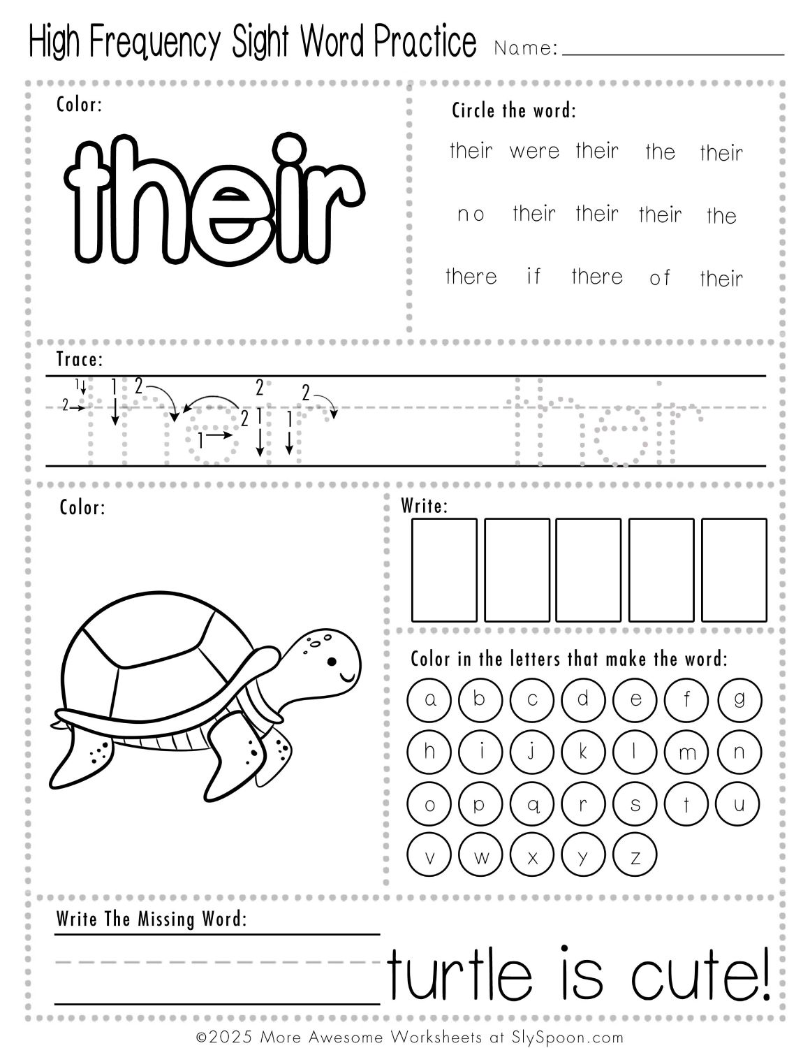 Free Printable “Their” Sight Word Worksheets for Kindergarten & First ...
