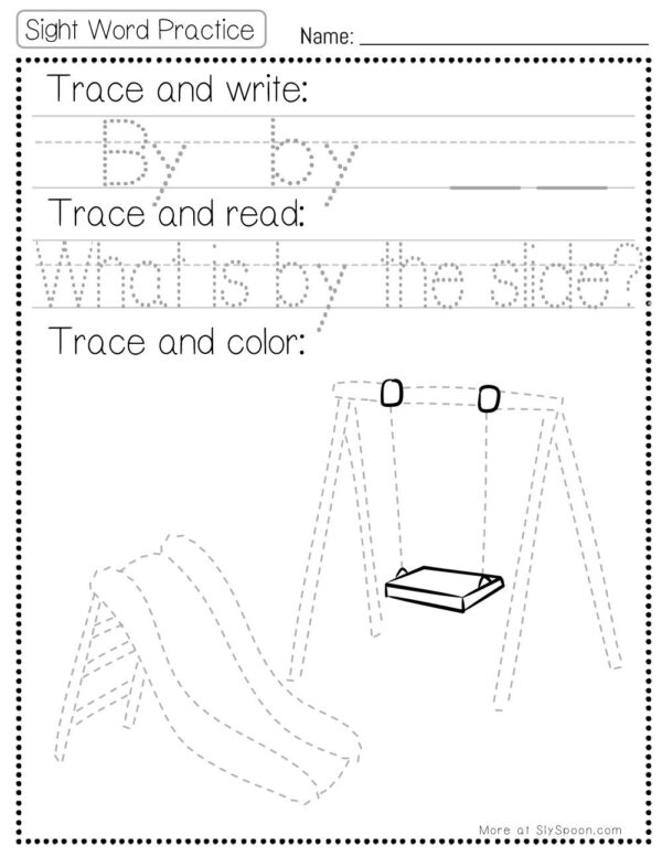 Free Printable “By” Sight Word Worksheets for Kindergarten & First ...