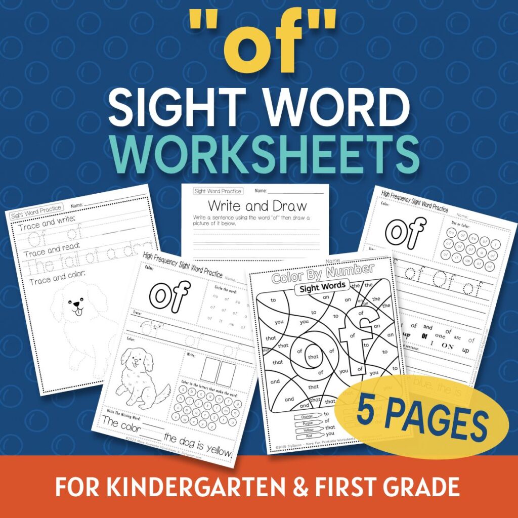 Sight Word Activity Pack – Volume 1 (A, The, Of, And, In) | 25 ...