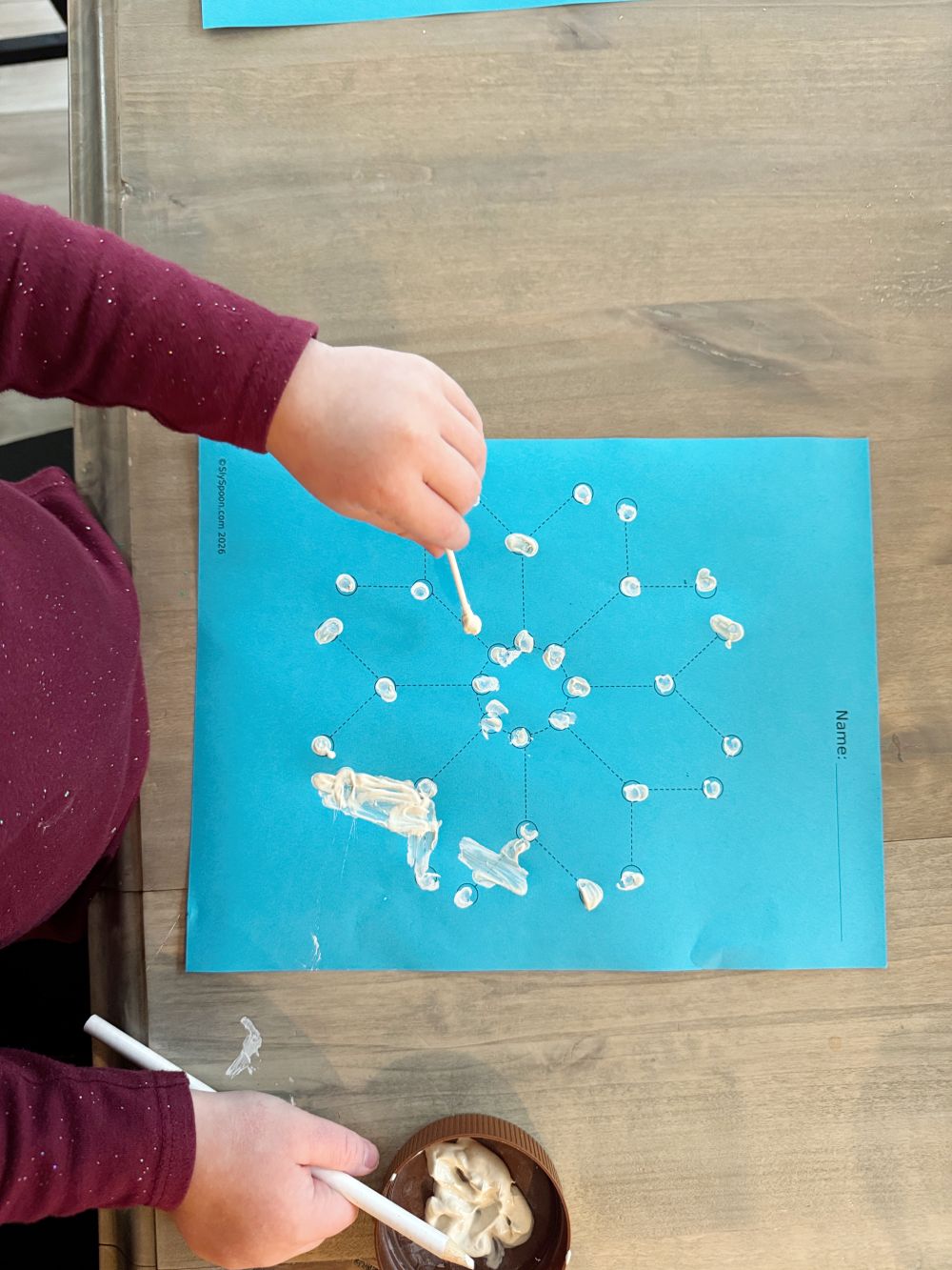 Easy Winter Q-Tip or Finger Painting Snowflake Craft - Free Printable ...