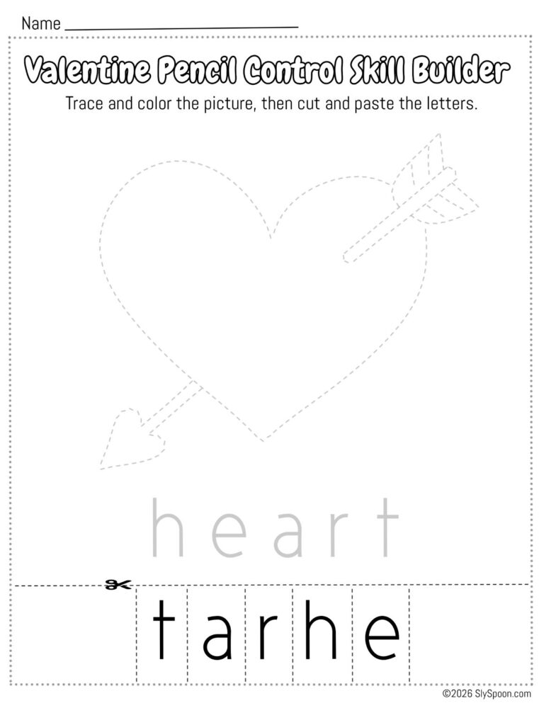Sweet Valentine Fun with Free Printable Pencil Control & Cut and Paste ...