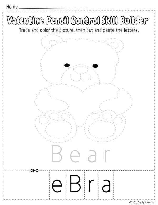 Sweet Valentine Fun with Free Printable Pencil Control & Cut and Paste ...