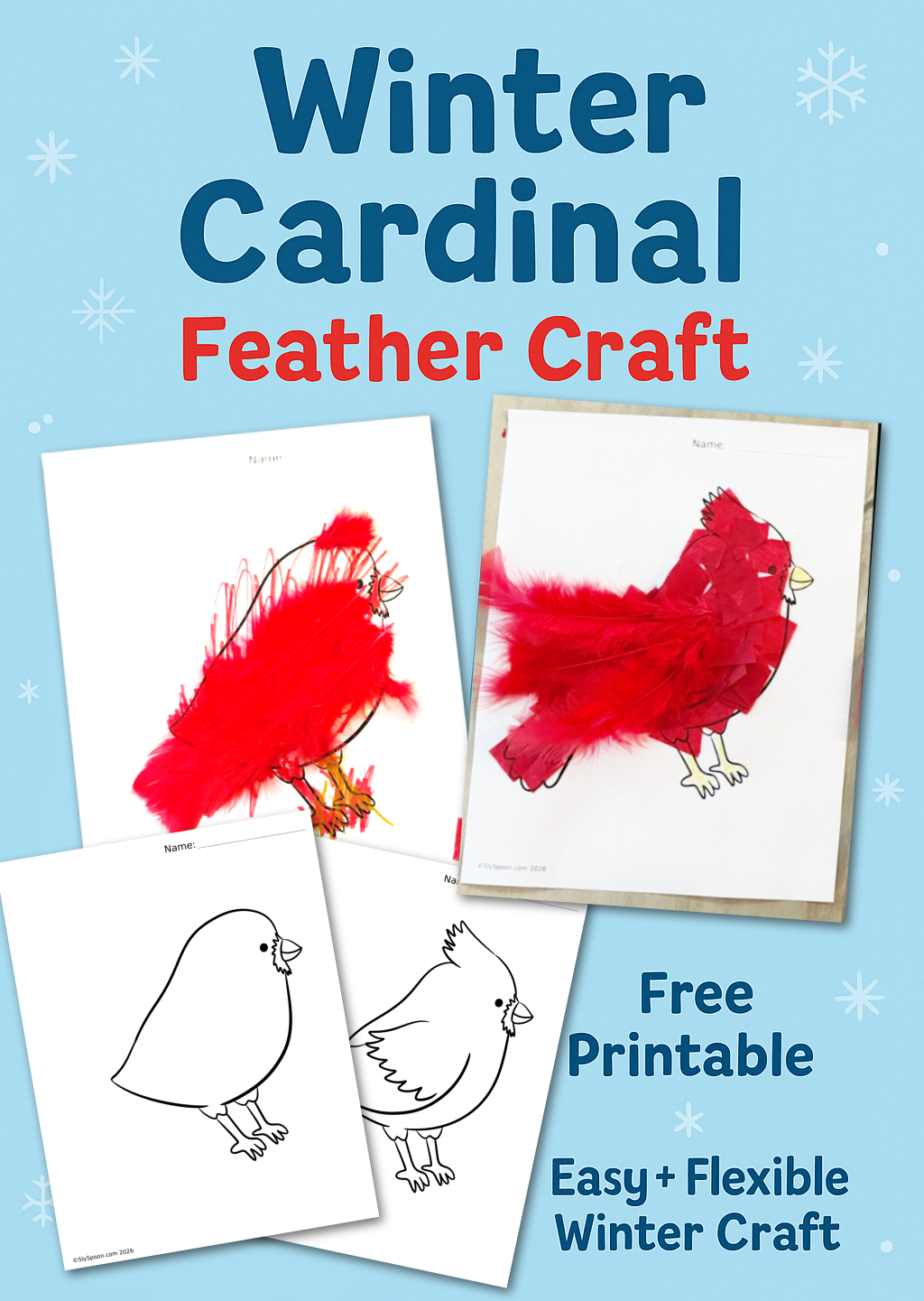 Winter Cardinal Feather Craft (Easy, No-Prep Winter Art for Preschool ...