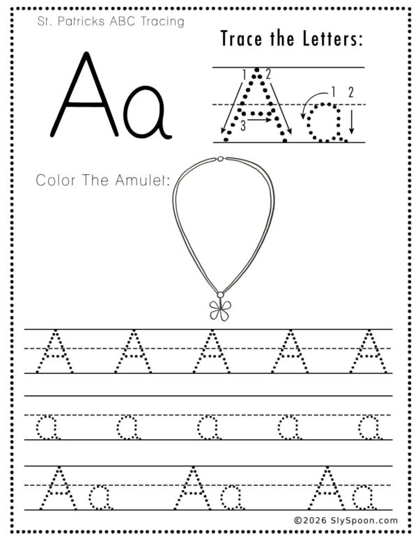 Letter A Free Printable St. Patrick’s Day ABC Worksheets for Preschool ...