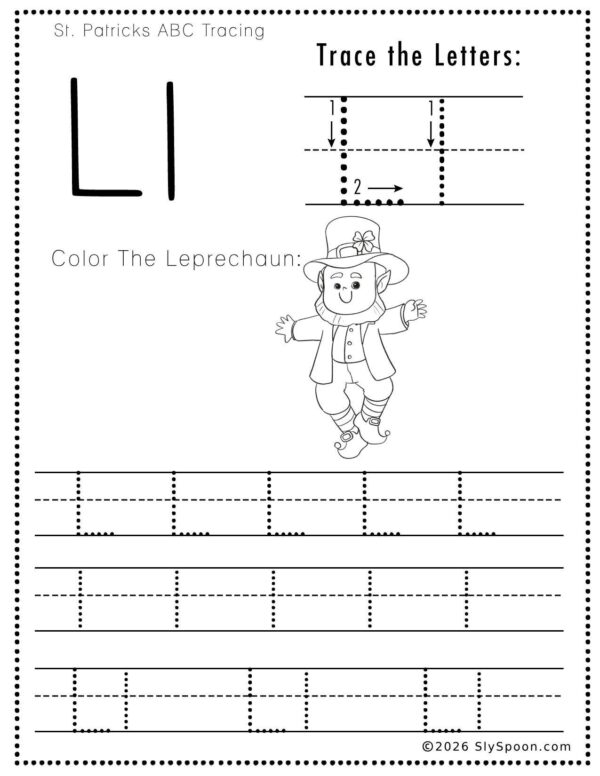 St. Patrick’s Day Letter Tracing Worksheets A–Z | Upper & Lowercase ...