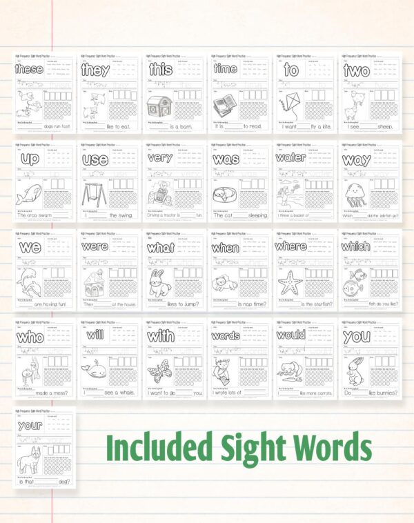 Sight Word Activity Bundle – Volume 4 | 25 Printable Worksheets for ...
