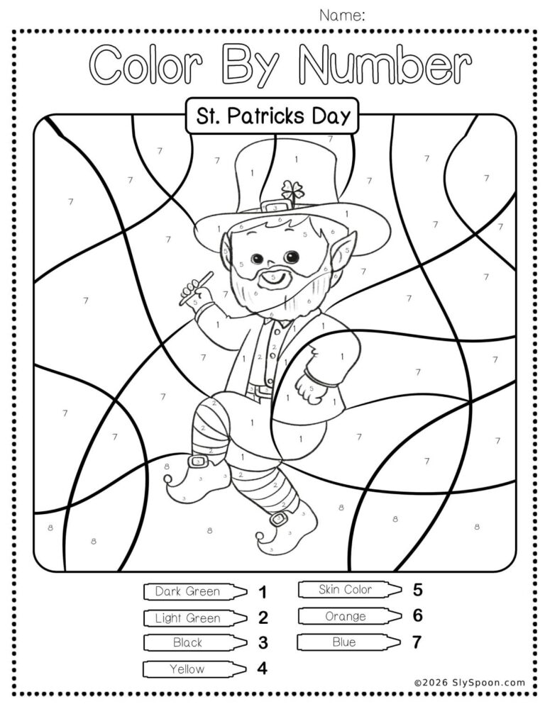 10 Free Printable St. Patrick’s Day Color by Number Worksheets for Kids ...