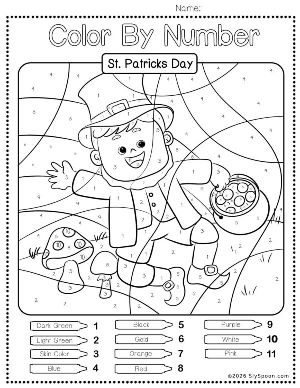 10 Free Printable St. Patrick’s Day Color by Number Worksheets for Kids ...