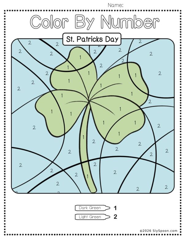 10 Free Printable St. Patrick’s Day Color by Number Worksheets for Kids ...