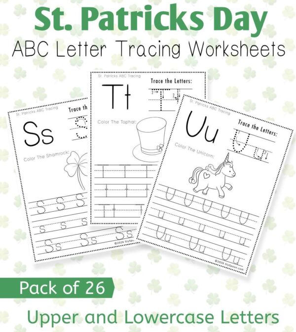 St. Patrick’s Day Letter Tracing Worksheets A–Z | Upper & Lowercase ...