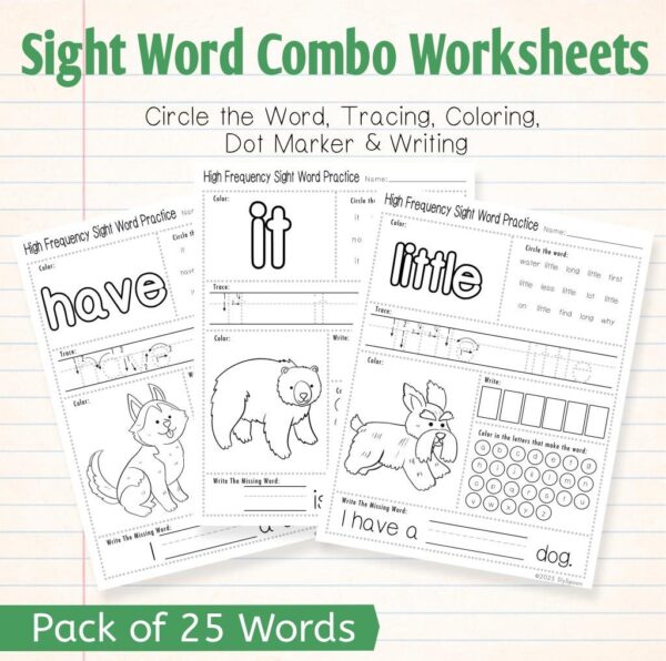 Sight Word Activity Bundle – Volume 2 | 25 Printable Worksheets for ...