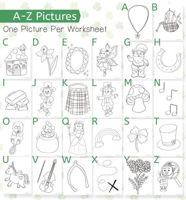 St. Patrick’s Day Alphabet Color & Trace Pages A–Z | Holiday Coloring ...