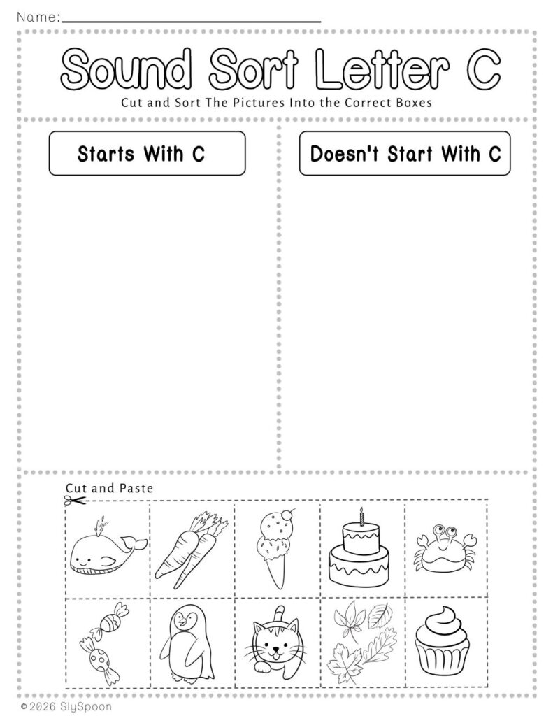 Sound Sort Cut and Paste Worksheets A–Z | Beginning Sounds Practice for ...
