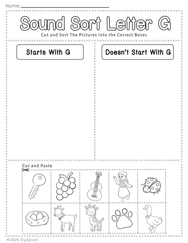 Sound Sort Cut and Paste Worksheets A–Z | Beginning Sounds Practice for ...