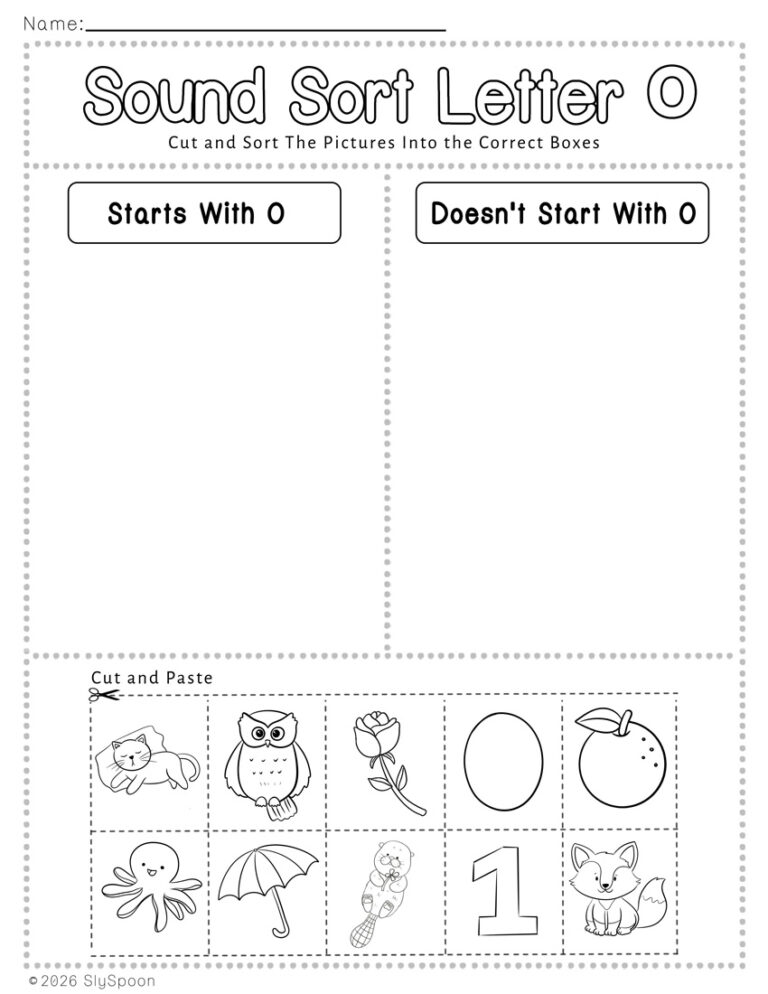 Sound Sort Cut and Paste Worksheets A–Z | Beginning Sounds Practice for ...