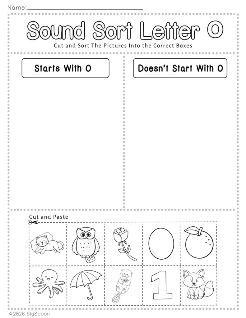 Sound Sort Cut and Paste Worksheets A–Z | Beginning Sounds Practice for ...